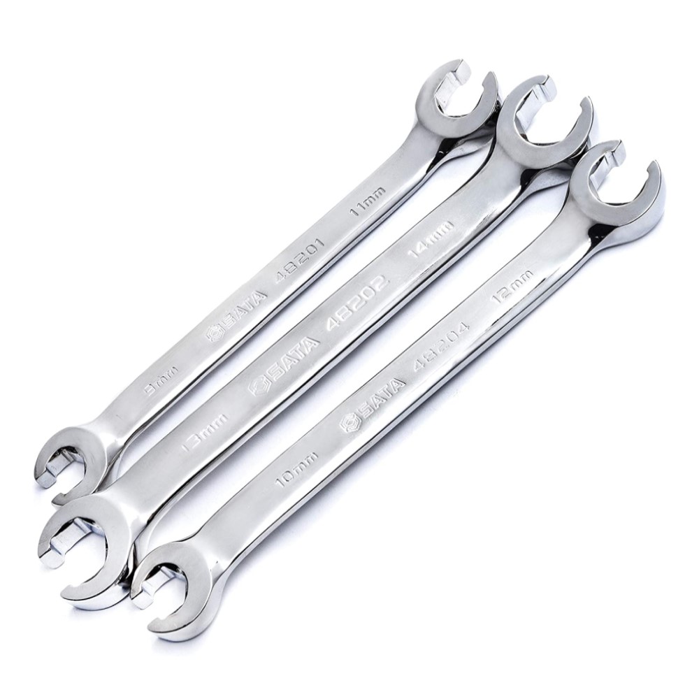 SATA 3-Piece Full-Polish Metric Flare Nut Line Wrench Set for Removing ...