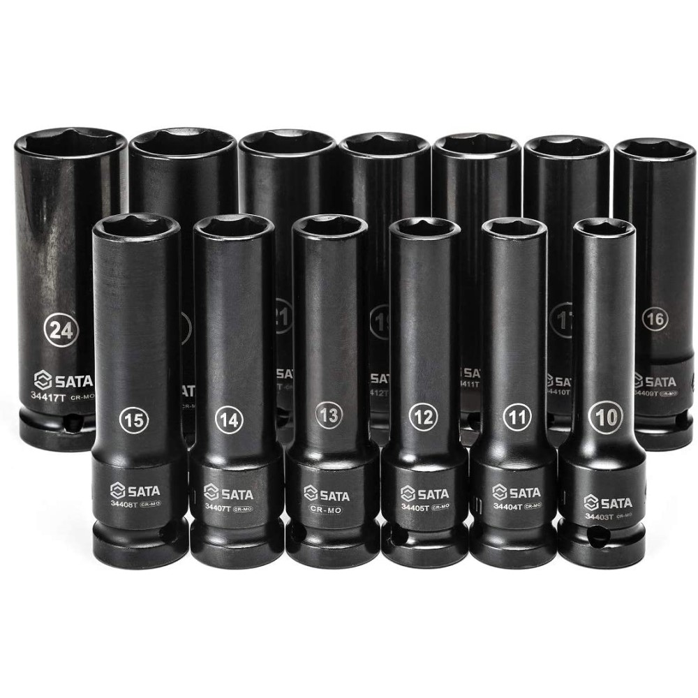 SATA 13-Piece 1/2-Inch Drive Deep Thin-wall Impact Socket Set, Metric ...